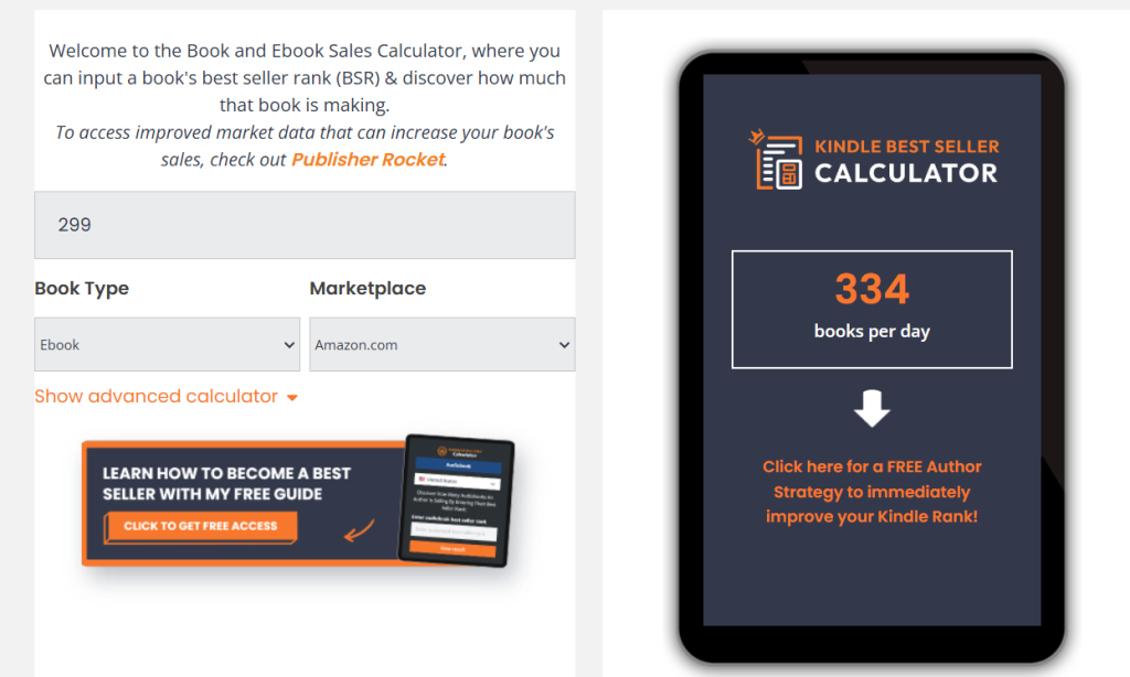 Amazon Book Sales Calculator for KDP